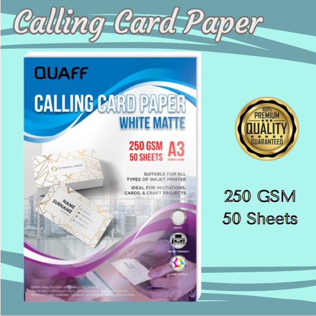 QUAFF Calling Card Paper 250GSM A3（297*420mm）White(matte)(50sheet/pack ...