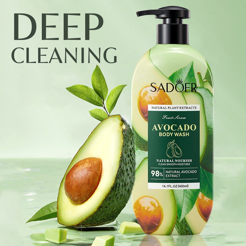 Avocado body wash deep cleansing exfoliating long-lasting moisturizing skin care shower gel ...