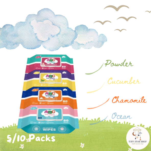 TINYSTARSHOP ABC Baby Care Scented Wet Wipes 5/10 Packs by 80 Sheets ...