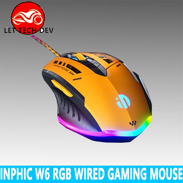 INPHIC W6 RGB Wired Gaming Mouse Mecha Style 12800DPI Optical Gamer ...