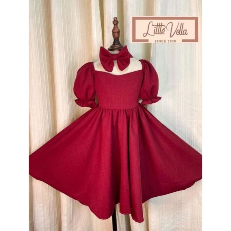 Little Vella Vintage Linen Puff Dress (4-7 Years Old) | Shopee Philippines