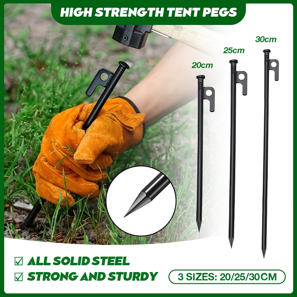 20/25/30cm Peg Stake Camping Peg Tent Peg Tarp 9mm Diameter Flysheet ...