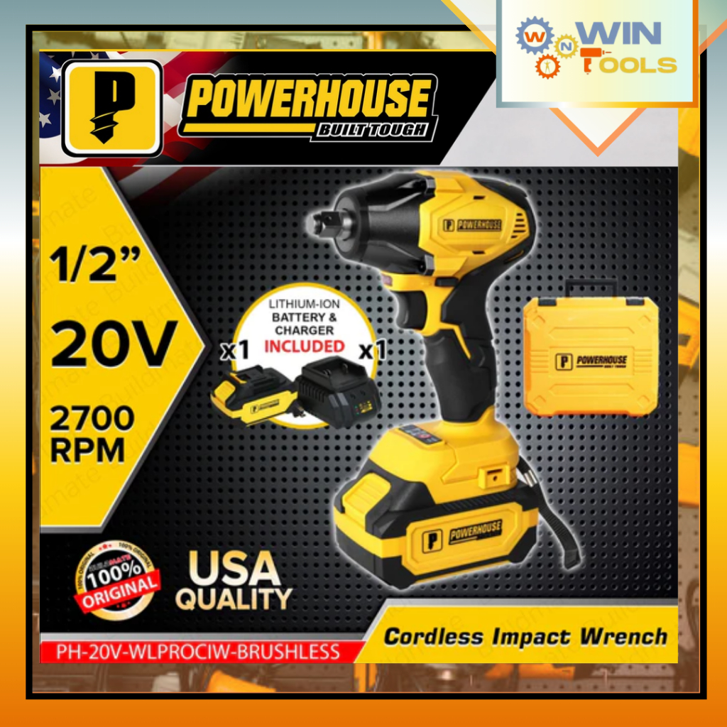POWERHOUSE CORDLESS IMPACT WRENCH PH-20V-WLPROCIW-BRUSHLESS | Shopee Philippines
