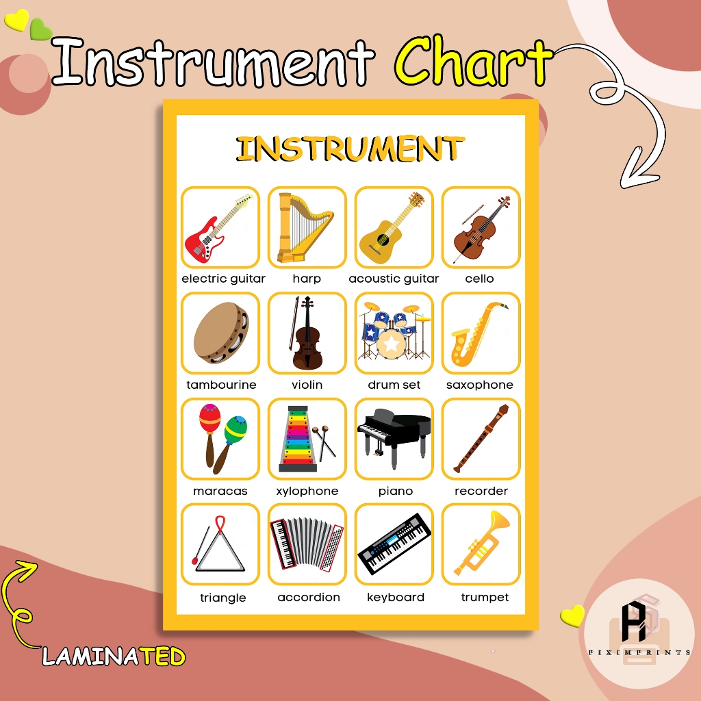 Instruments Chart Learning Materials for Kids (Laminated) | PiXimprints ...