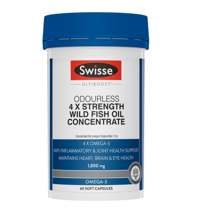 Swisse - Ultiboost 4X Strength Omega-3 Odourless Wild Fish Oil 1800mg ...