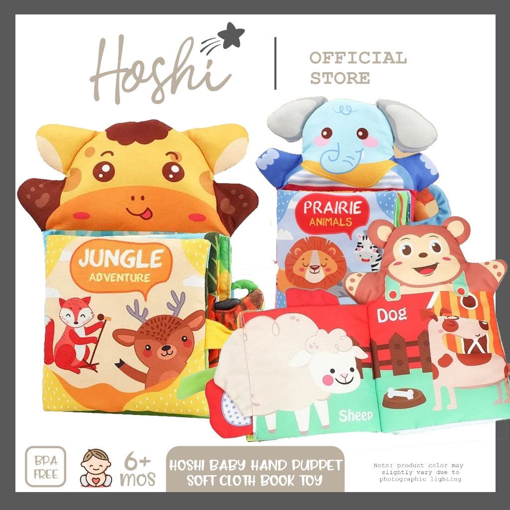 Hoshi Baby Hand Puppet Animal Tails Soft Cloth Play Book, Educational ...