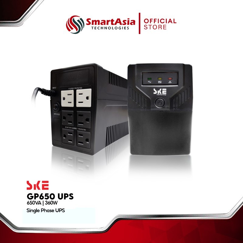 SKE GP650 UPS 650VA-390W Uninterruptible Power Supply (Surge/AVR, 2+4 Sockets) | Shopee Philippines