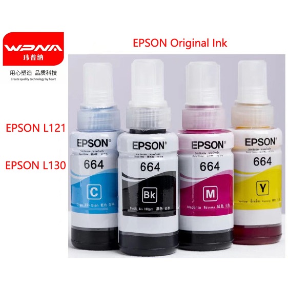 Epson Genuine 664 T664 Ink Bottle 70ml BCYM 4 Colors For L121/L360/L310/L405/L1300 | Shopee ...