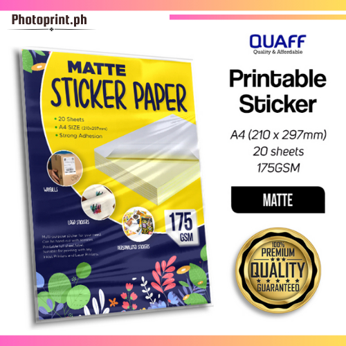 Matte / Kraft Label Photo Sticker Paper A4 Size 175gsm (20 Sheets Pack ...