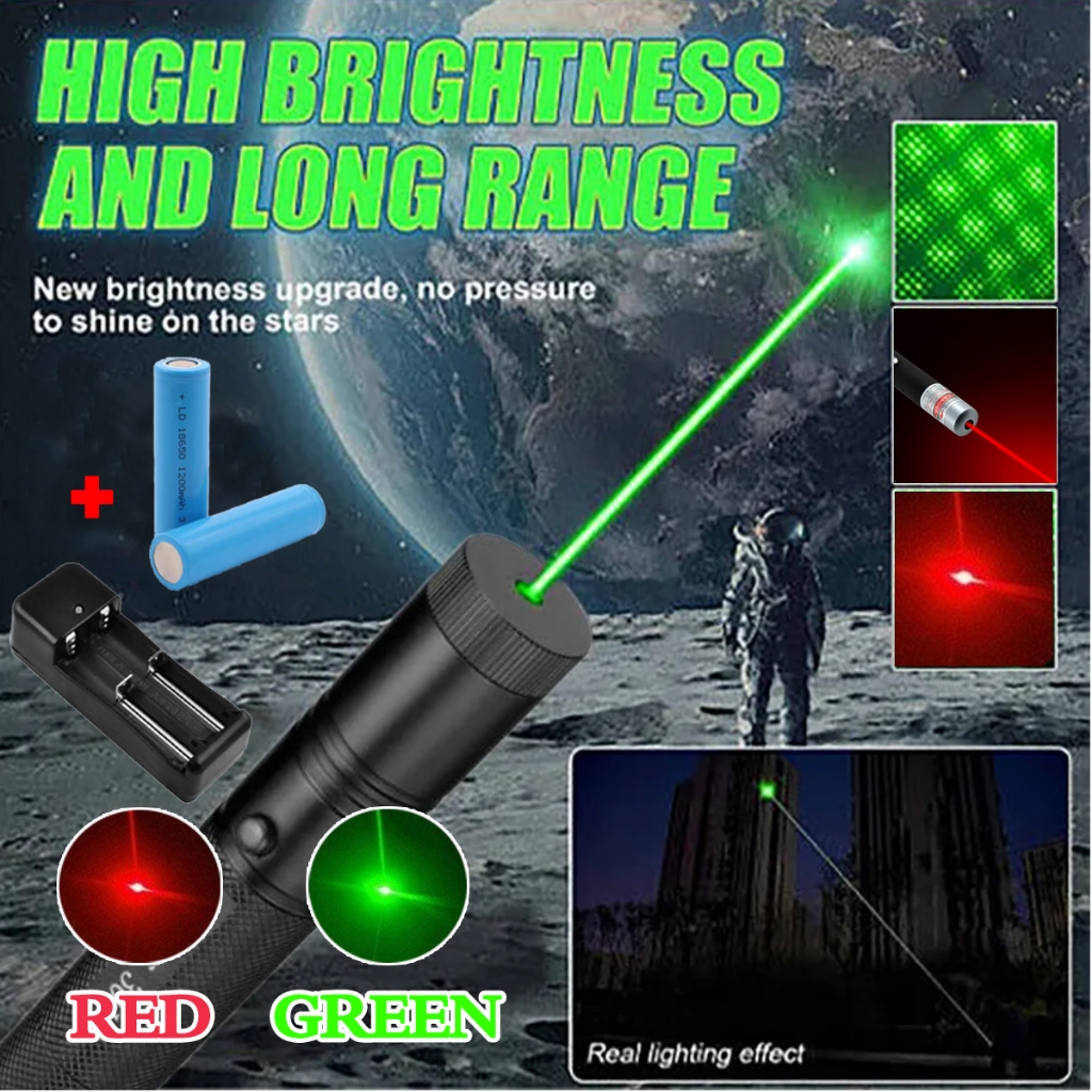 303 High Power Green/Red Laser Light Laser Pointer Rechargeable Lazer Flashlight With Battery ...
