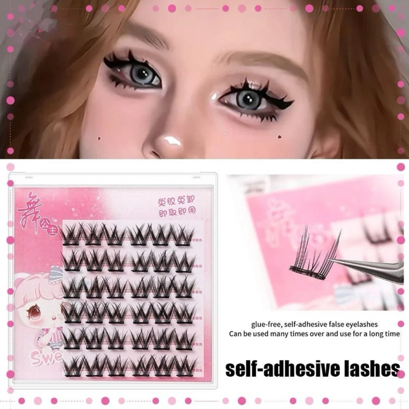 Self Adhesive Lashes, No Glue Natural Long Individual Eyelashes, Wispy ...