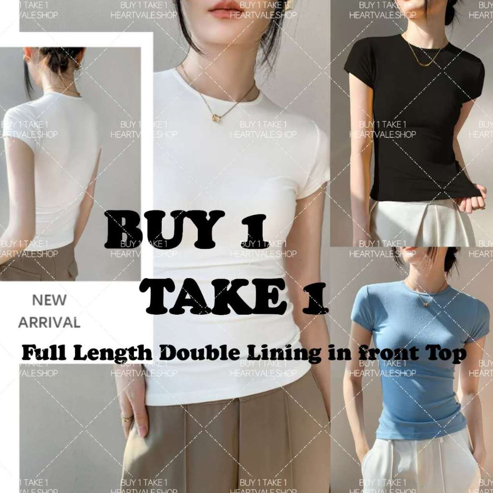BUY 1 TAKE 1 Best Seller Basic T-shirt Top Full Length Double Lining in ...
