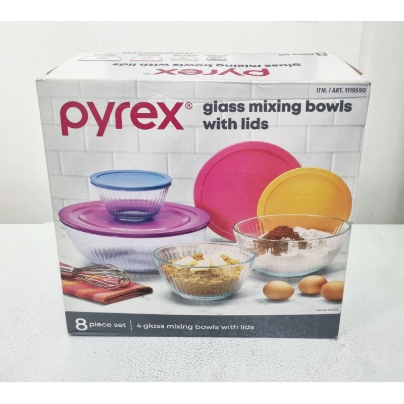 Pyrex Glass mixing bowl with lids 8pcs set | Shopee Philippines