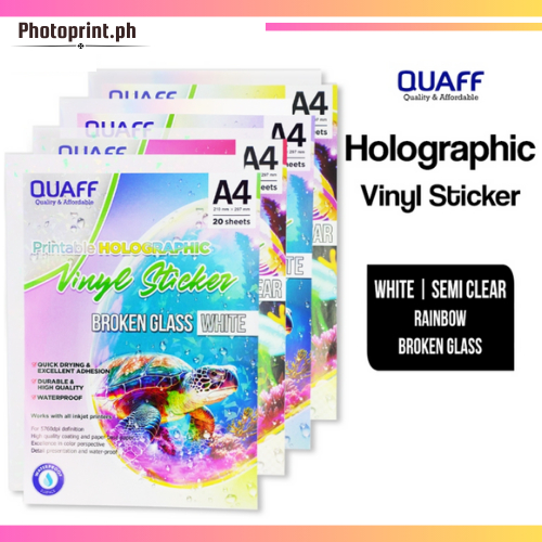 QUAFF Printable Hologram Vinyl Inkjet Sticker White A4 Size | Shopee ...
