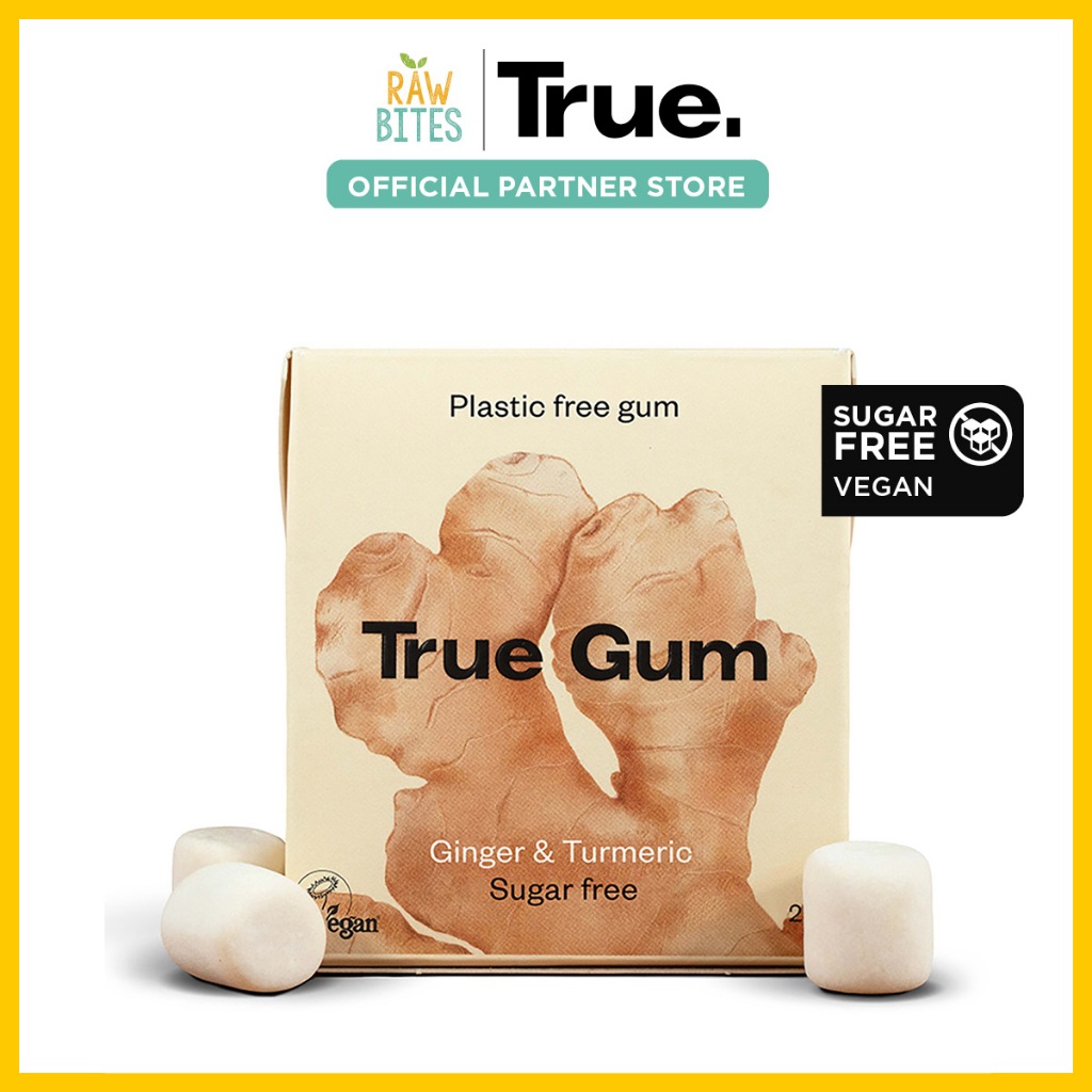 True Gum Ginger & Turmeric 21g/13pcs (Sugar Free, Palm Oil Free, Vegan ...