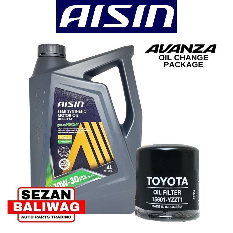 AISIN 10W-30 4 LITERS OIL CHANGE PACKAGE TOYOTA AVANZA 2006-2022 ...