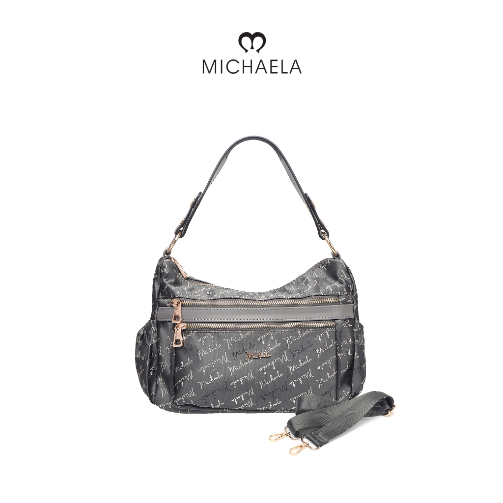 MICHAELA Lettering Hobo Bag Removable Top Handle Crossbody Strap Multi ...