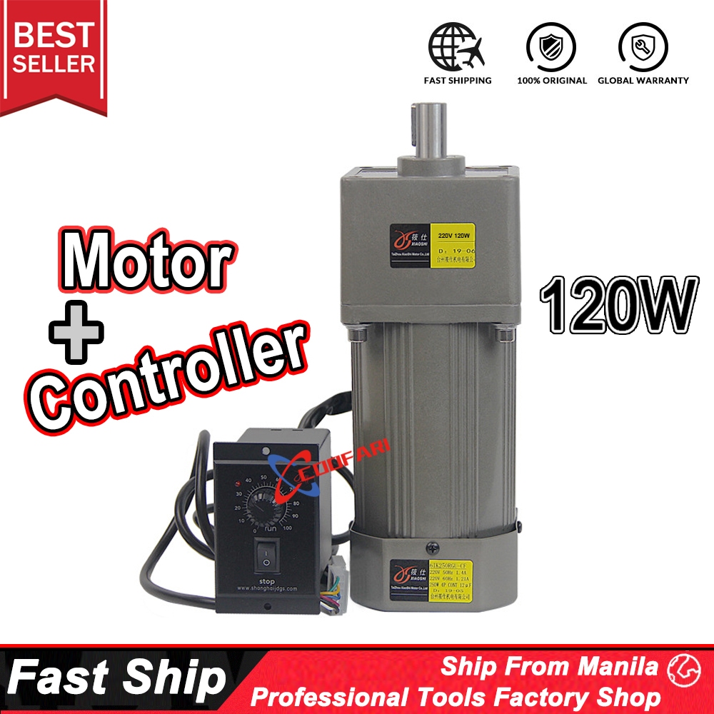 AC 220V 90W 120W Single Phase Asynchronous Gear Motor Adjustable Speed ...