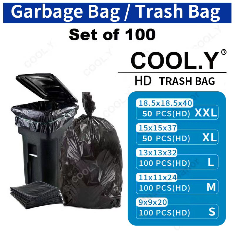 Garbage Bag COOL.Y Trash Bag 100pcs Thick Plastic Bag(S, M, L, XL, XXL ...