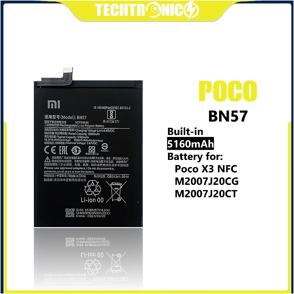 Battery BN57 Poco X3 NFC M2007J20CG 5160mAh | Shopee Philippines
