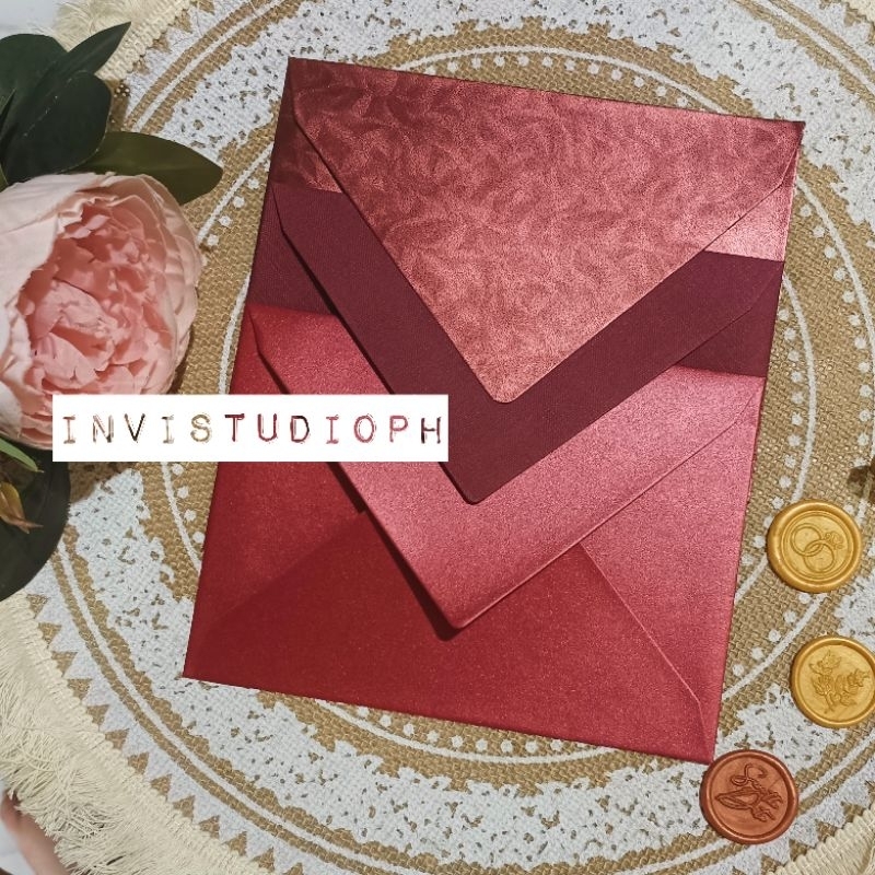 Invitation Envelope ON-HAND | Maroon Burgundy Wine Rosso Dark Red ...
