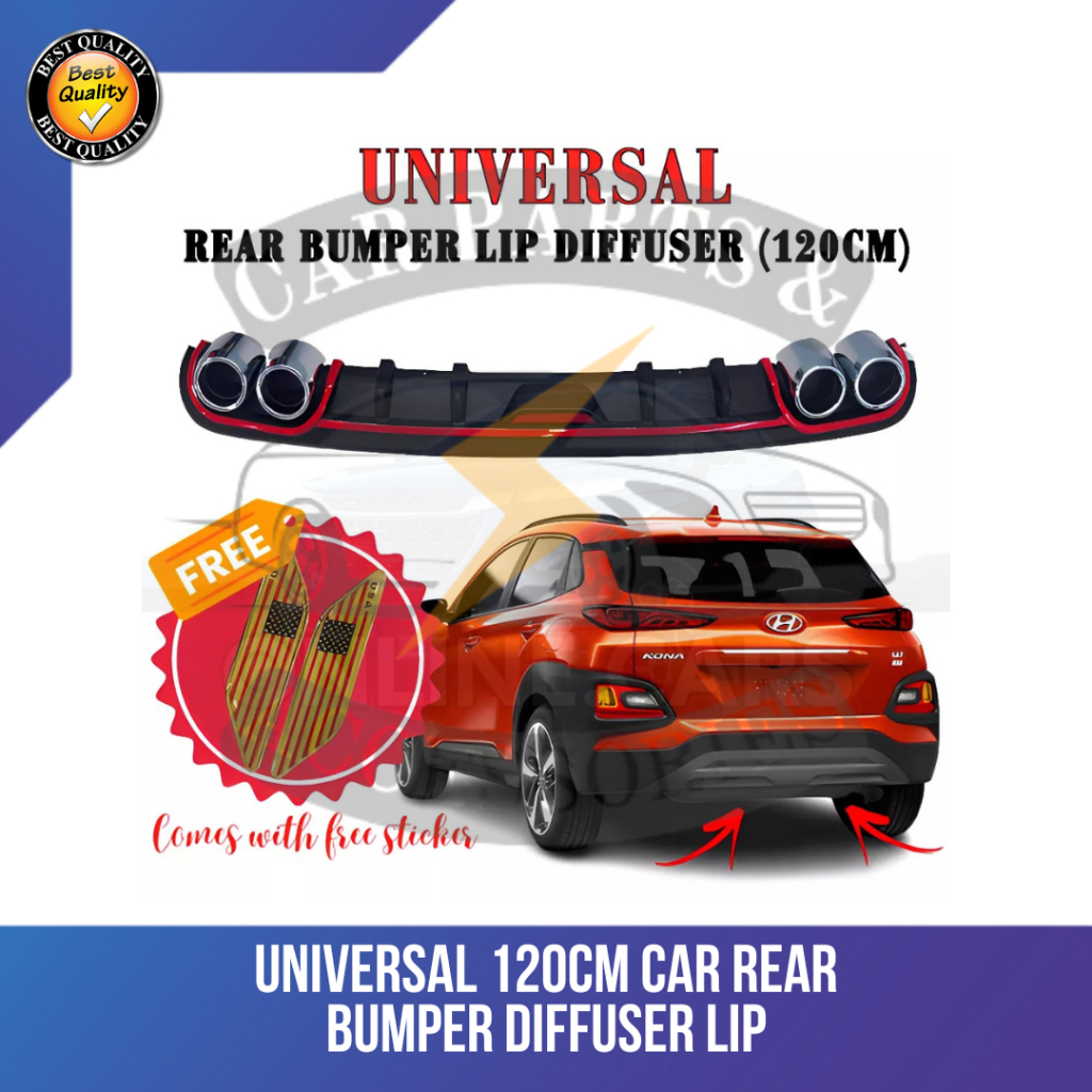 CPA Universal 120cm Car Rear Bumper Diffusers Lip Spoiler Body Kits ABS ...