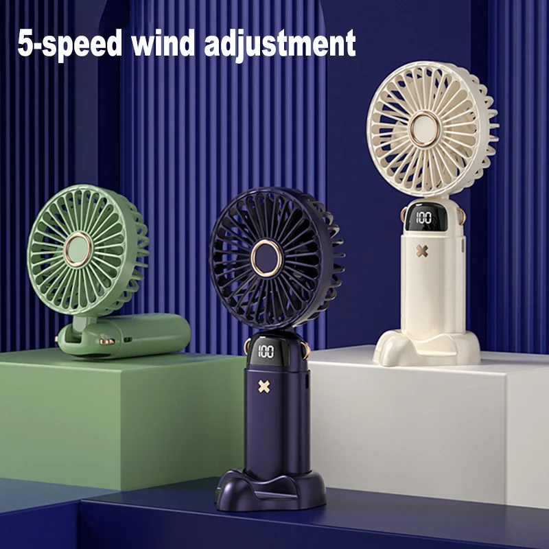 Mini Cooling Hand Held Electric Desk Fan 5 Speed Wind Adjustment with ...