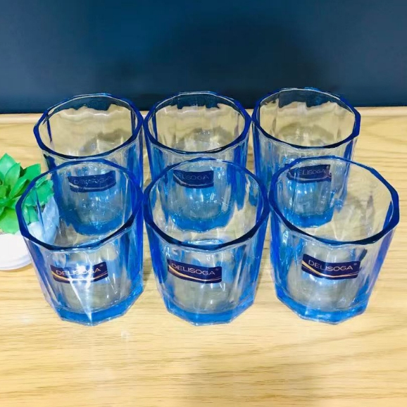 Delisoga Y2201B blue glassware water, juice teacup glass drinking set ...