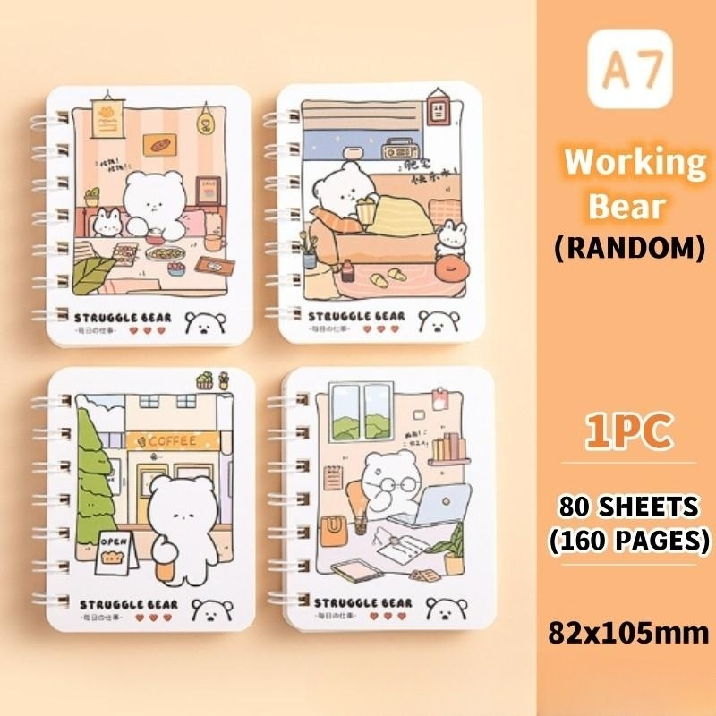 mini diary book diary A7 Cute Mini Spiral Notebook Cartoon Diary ...