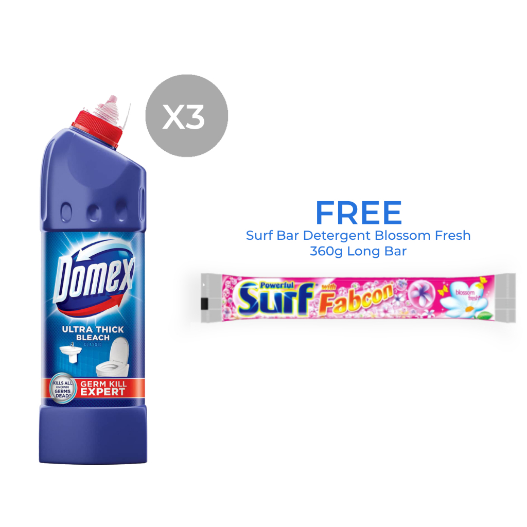 Domex Ultra Thick Bleach Toilet Cleaner Classic Antibacterial 500ml ...