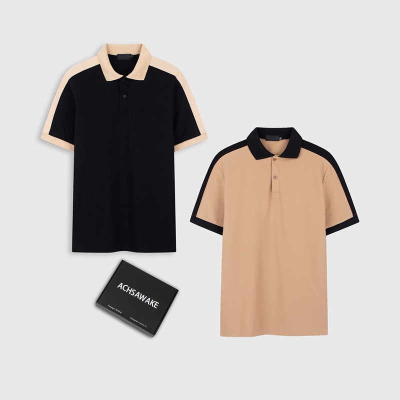 Men's Color Bocking POLO Shirt Casual Short Sleeved Tops For Men ...