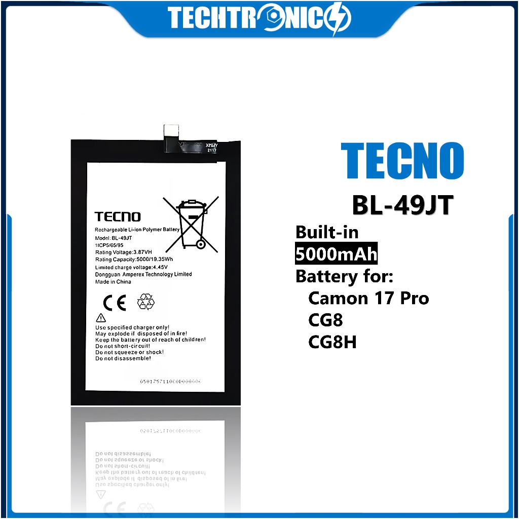 Battery BL-49JT Tecno Camon 17 Pro CG8 CG8H 5000mAh | Shopee Philippines