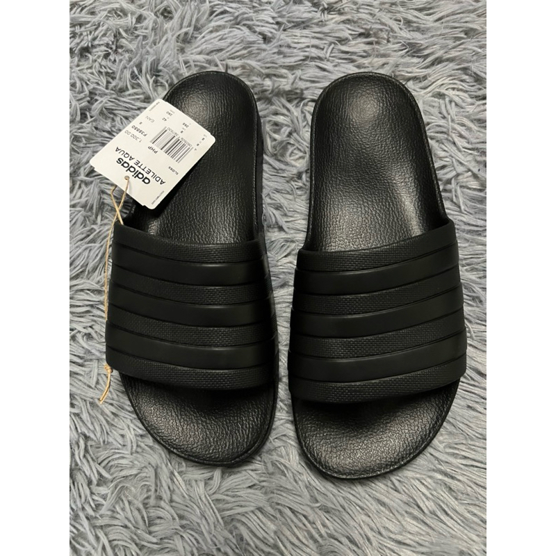Pure Black Adilette Aqua Slides | Shopee Philippines