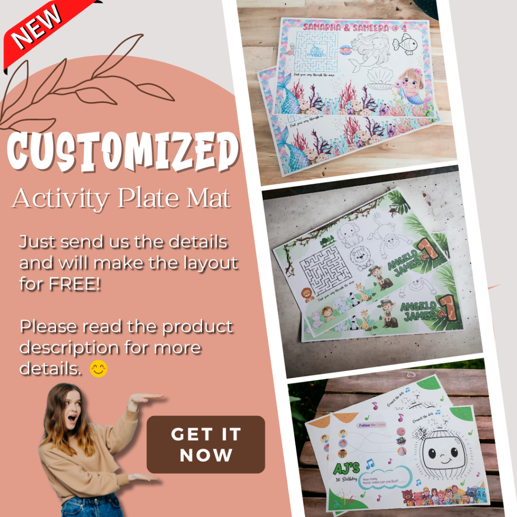 Customized activity plate mat for birthday party wedding customized ...