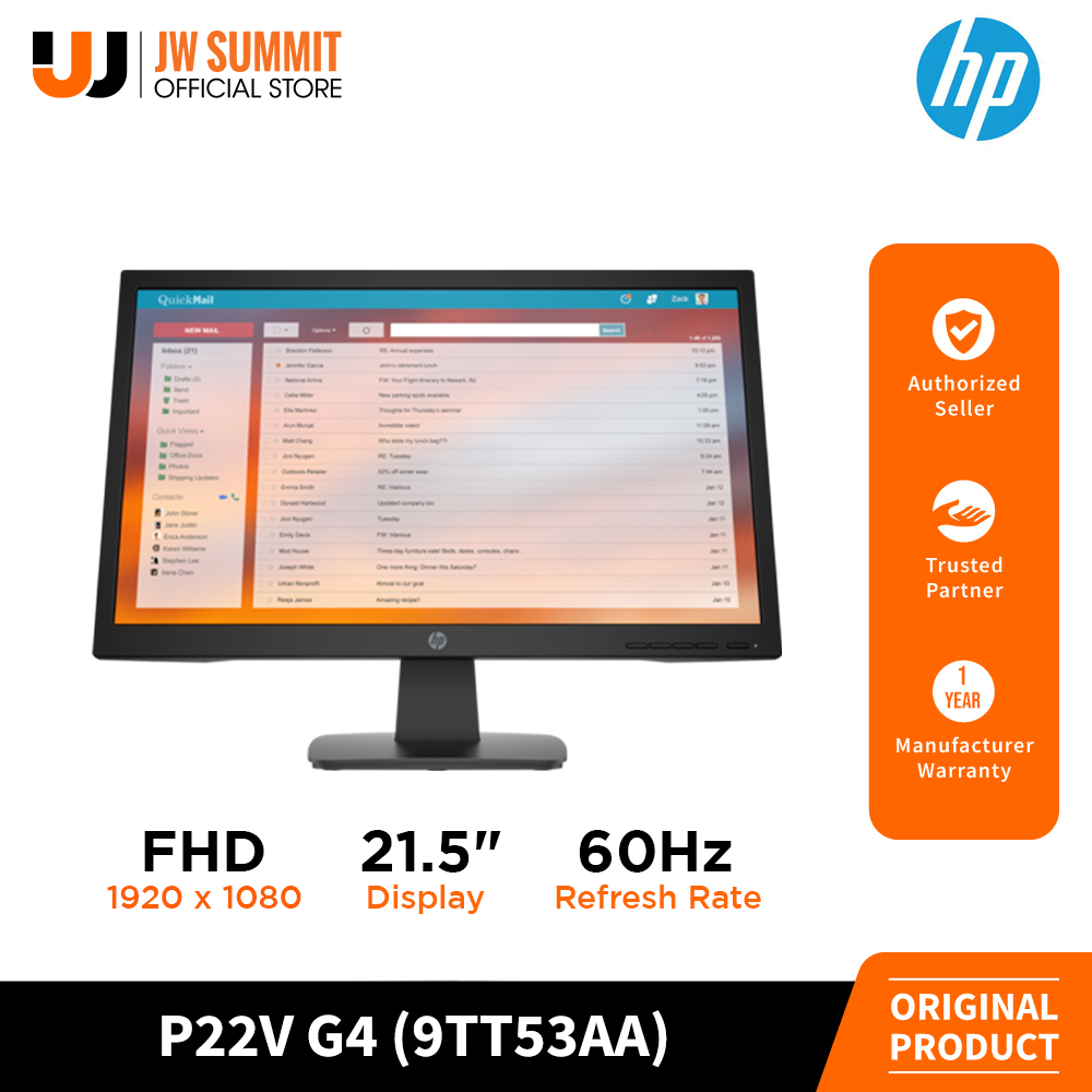 HP P22V G4 21.5" FHD 60Hz 5ms TN Anti-glare Low Blue Light Mode Monitor ...