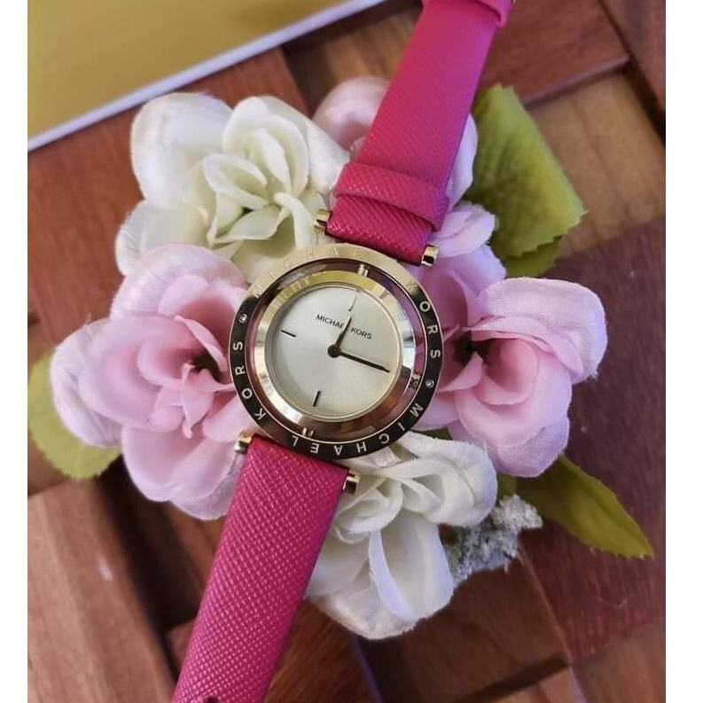 MK Watch Leather MK Averi Pink Leather Watch - MK2525 | Shopee Philippines