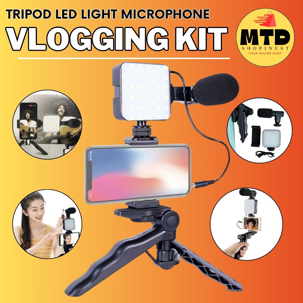 Tripod LED Microphone Vlogging Kit | Shopee Philippines