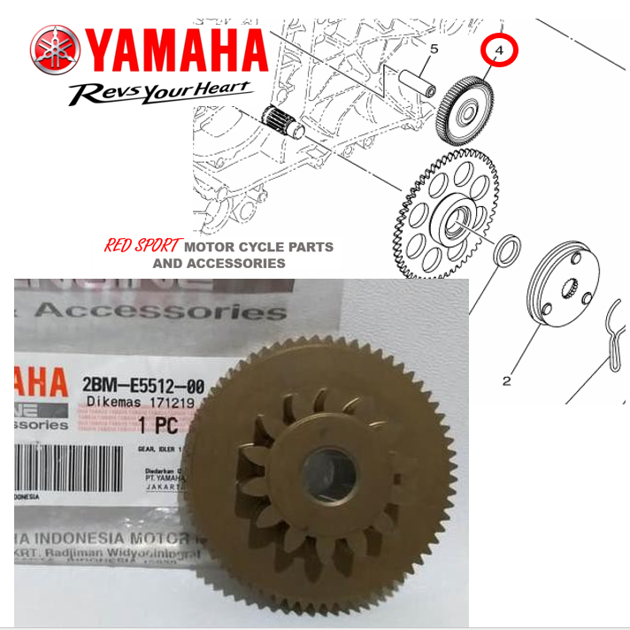 IDLE / IDLER GEAR FOR MIO I 125 / M3 2BM-E5512-00 YAMAHA GENUINE PARTS ...