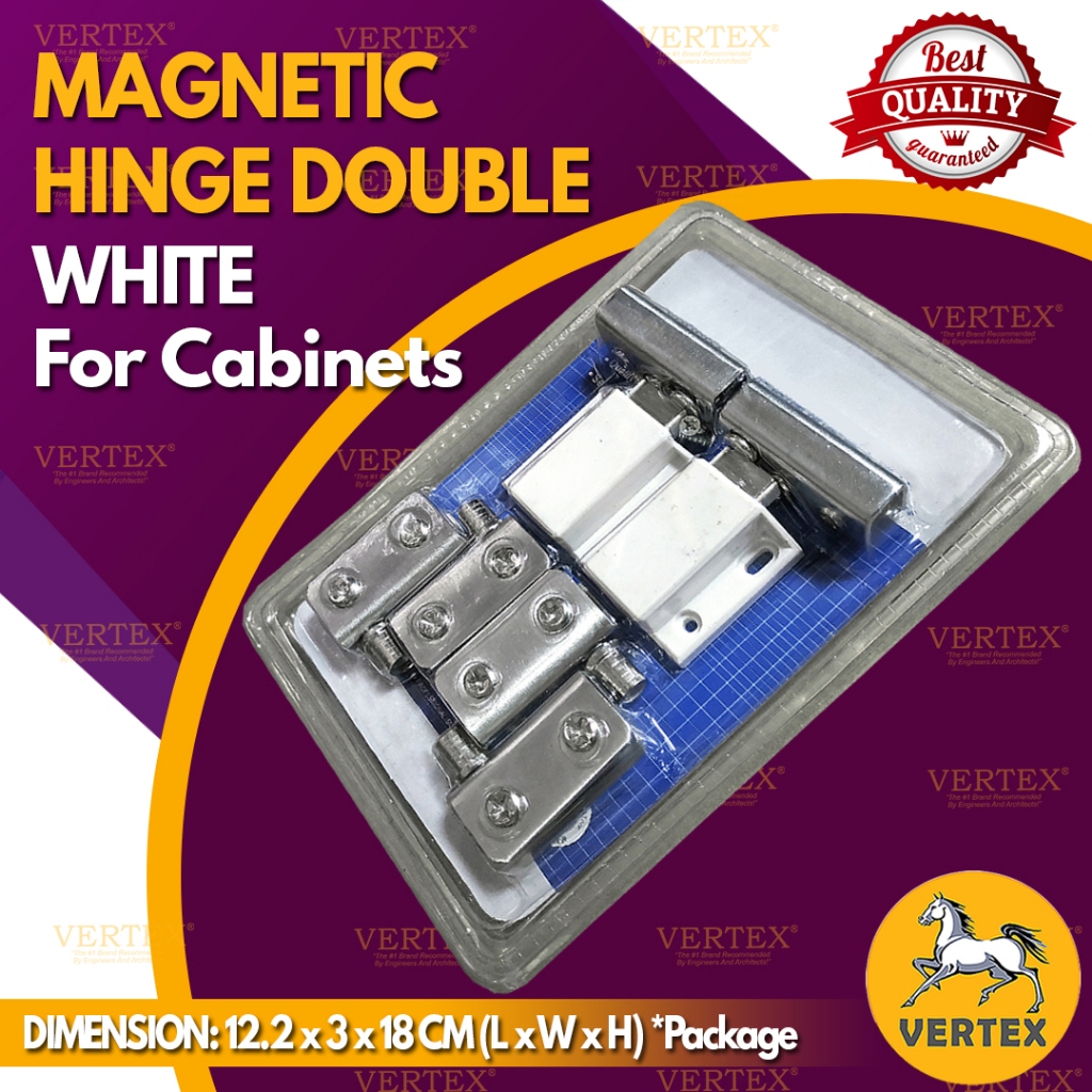 Double Magnetic Hinge WHITE (Push To Open) For Glass Cabinets | Shopee ...
