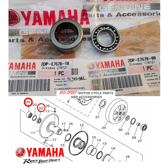 TORQUE DRIVE BEARING FOR MIO I 125 MIO GEAR MIO GRAVIS NMAX AEROX 2DP-E7678-10 / 2DP-E7678-00 ...