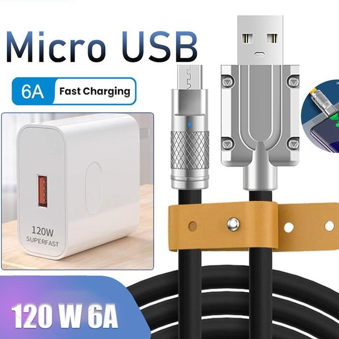 120W 6A Super Fast Android Charger Zinc Alloy Liquid Silicone Cable ...