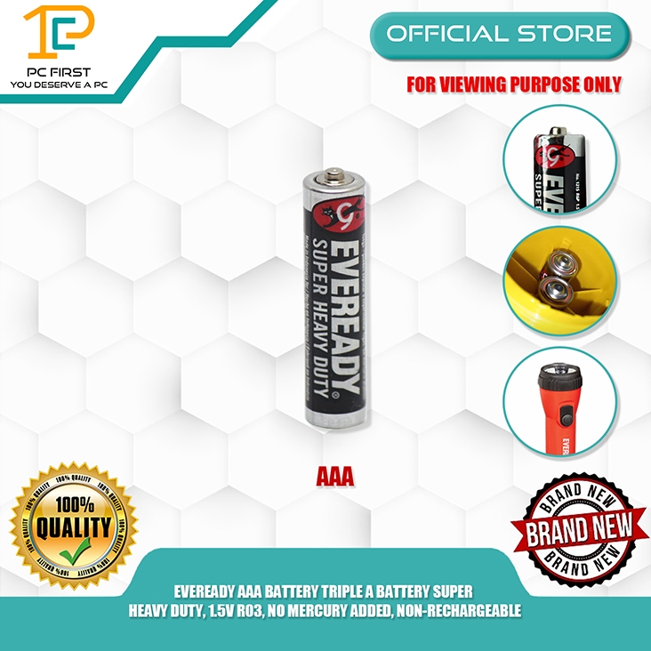EVEREADY AAA BATTERY TRIPLE A BATTERY SUPER HEAVY DUTY, 1.5V R03, NO ...
