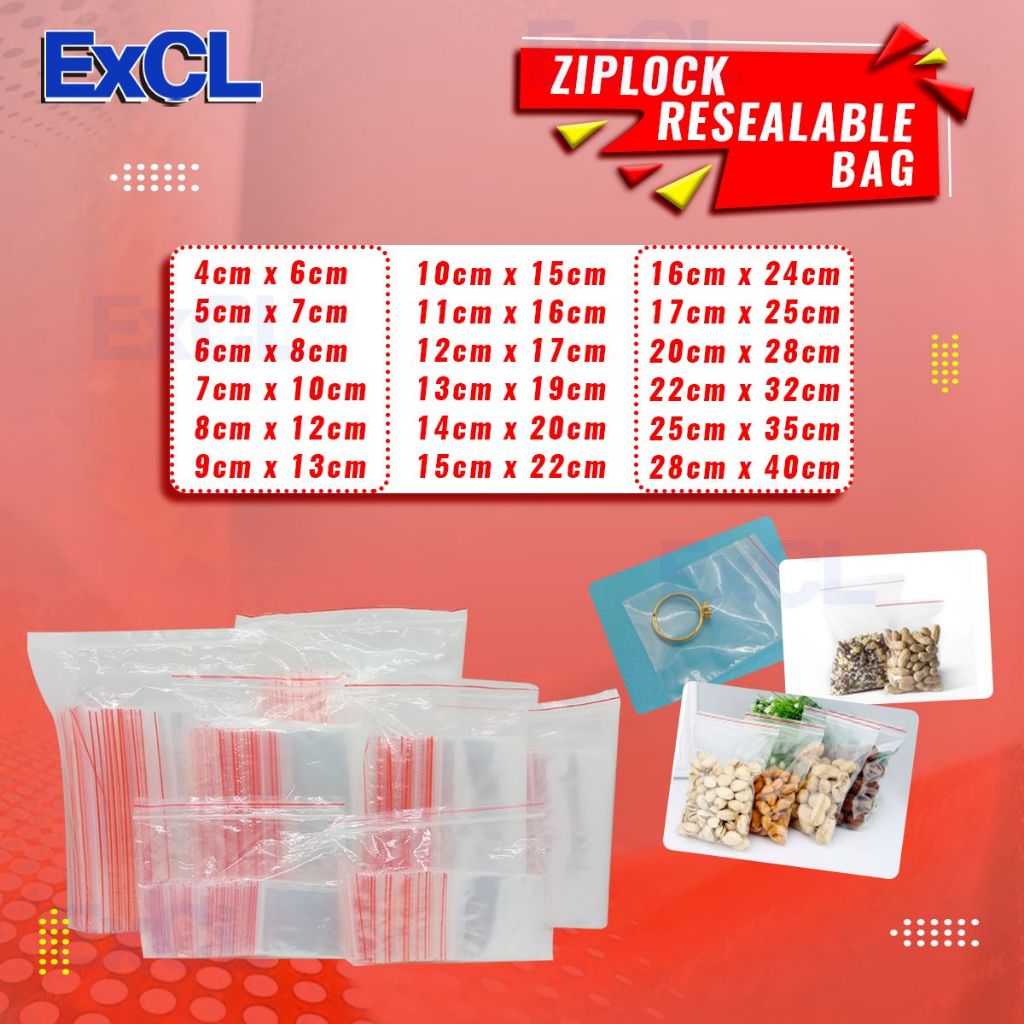 ExCL - Ziplock Resealable Bag (1 PACK X 100PCS) | Shopee Philippines