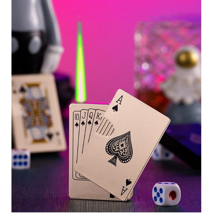 FAMILIFE Creative Straight Flame Playing Card Lighter Slide to Click ...