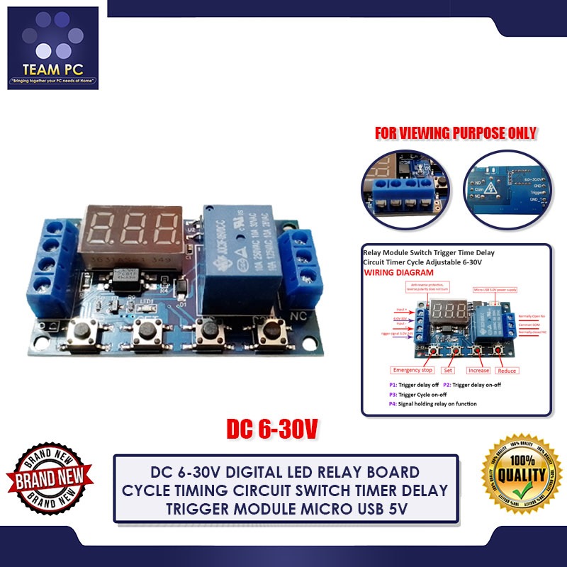 TEAM PC DC 6-30V DIGITAL LED RELAY BOARD CYCLE TIMING CIRCUIT SWITCH TIMER DELAY TRIGGER MODULE ...