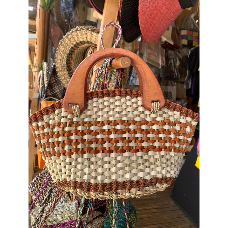 Native pandan hand bag for all occasions, wooden handle | Shopee ...