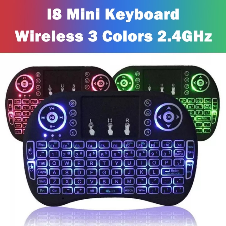 I8 Wireless Mini Keyboard with Touchpad 2.4GHz 3-color Backlight ...