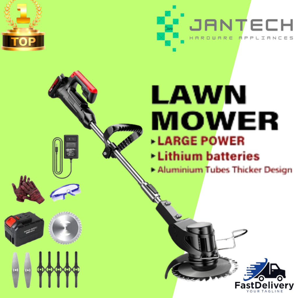 JANTECH Grass Cutter Lawn Mower Rechargeable Electric Efficient Mower ...