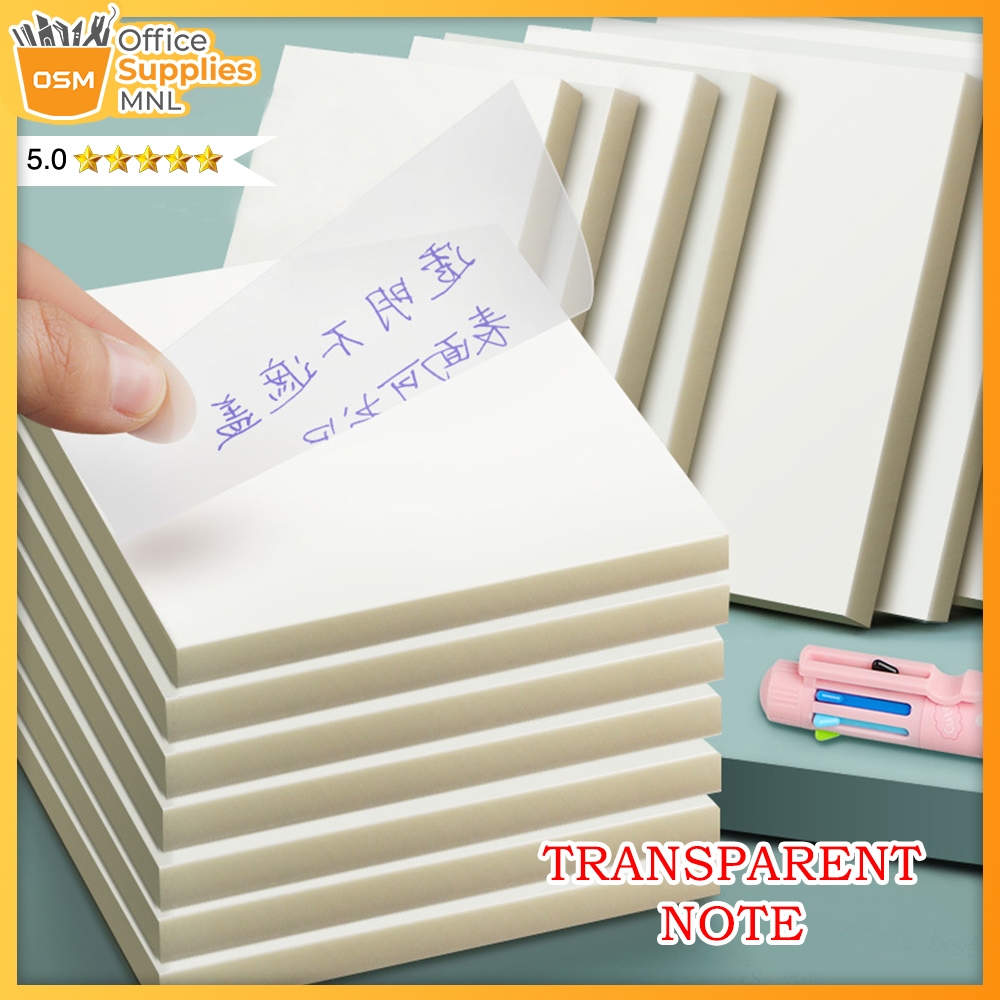 50Sheets PET Sticky Notepad Memopad 7.5x7.5cm Transparent | Shopee ...