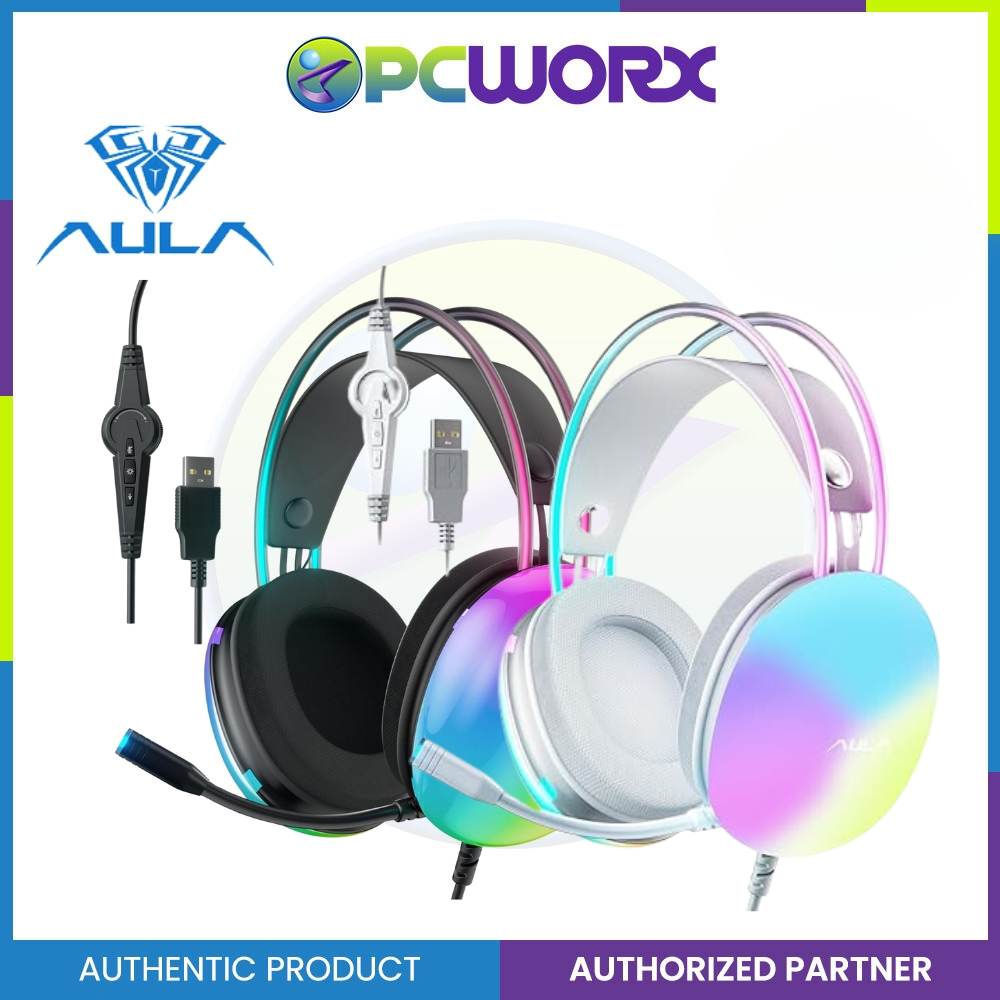 Aula S505 Wired Gaming Headset Black / Green RGB Rainbow Backlit ...